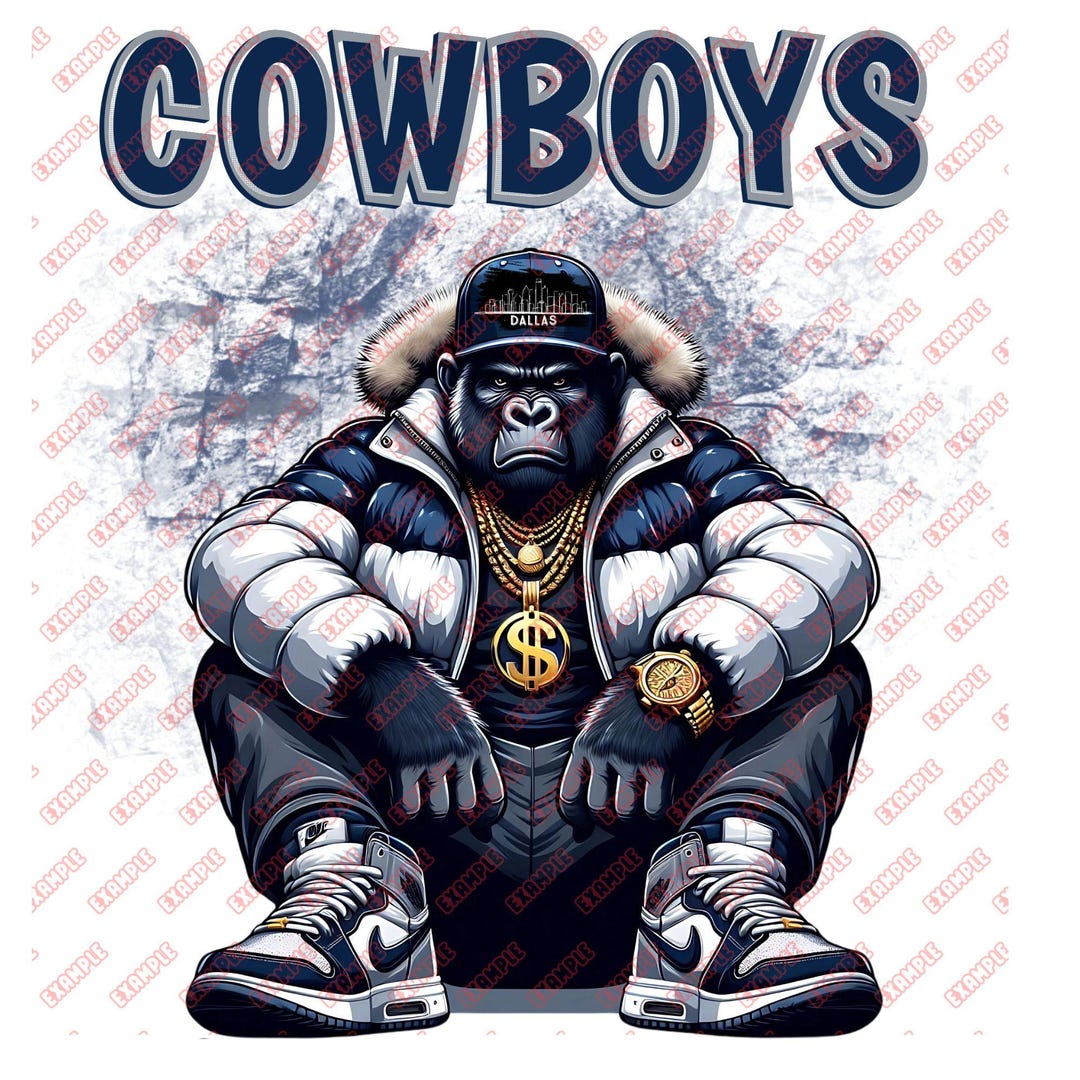 Cowboys Fan Art Silverback Gorilla Urban Style Digital Sublimation Png ...