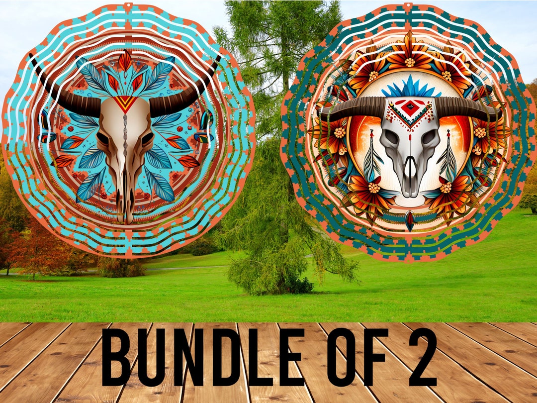 Long Horn Wind Spinner Png Bundle of 2 Sublimation Digital Download - Etsy
