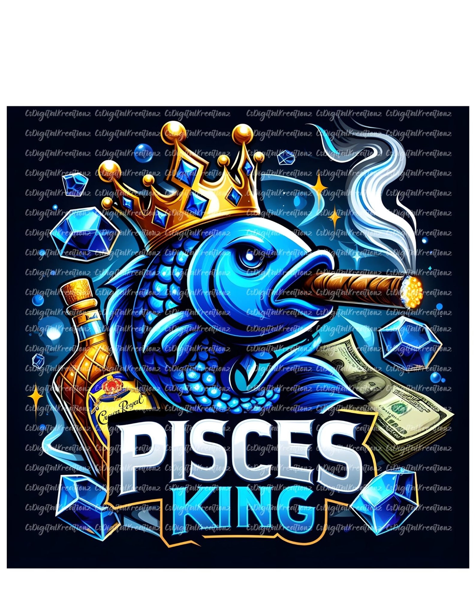 Pisces King Urban Sublimation Digital Download PNG DTF Mens Zodiac ...