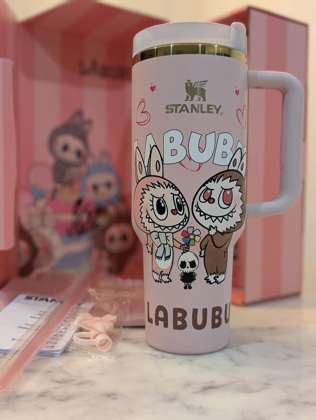 Custom Engraved Labubu X Stanley Tumbler Custom Gift Pack, Personalized ...