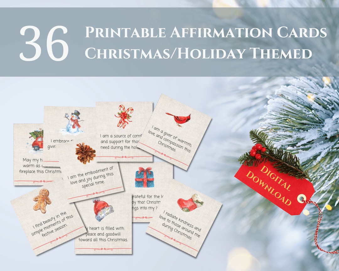 Positive Affirmation Cards, Set of 36 Christmas/holiday Themed Daily ...