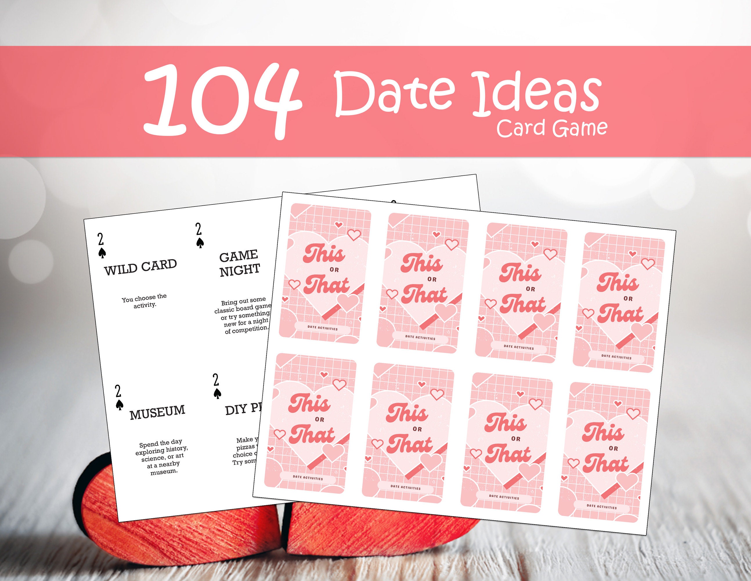 Printable Date Night Idea Cards for Couples 104 Cards With Date Ideas ...