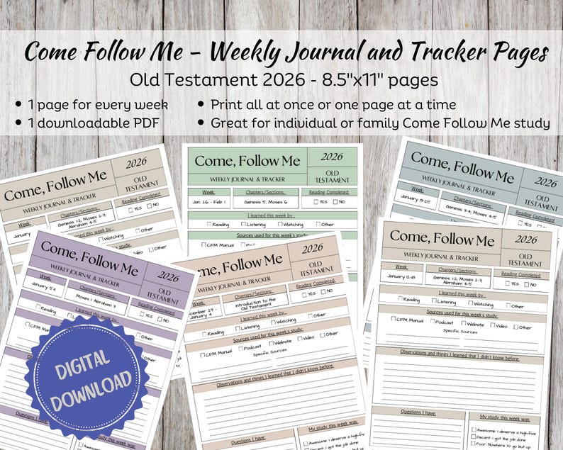 LDS Come Follow Me 2026 Old Testament Study Journal | Printable Tracker ...