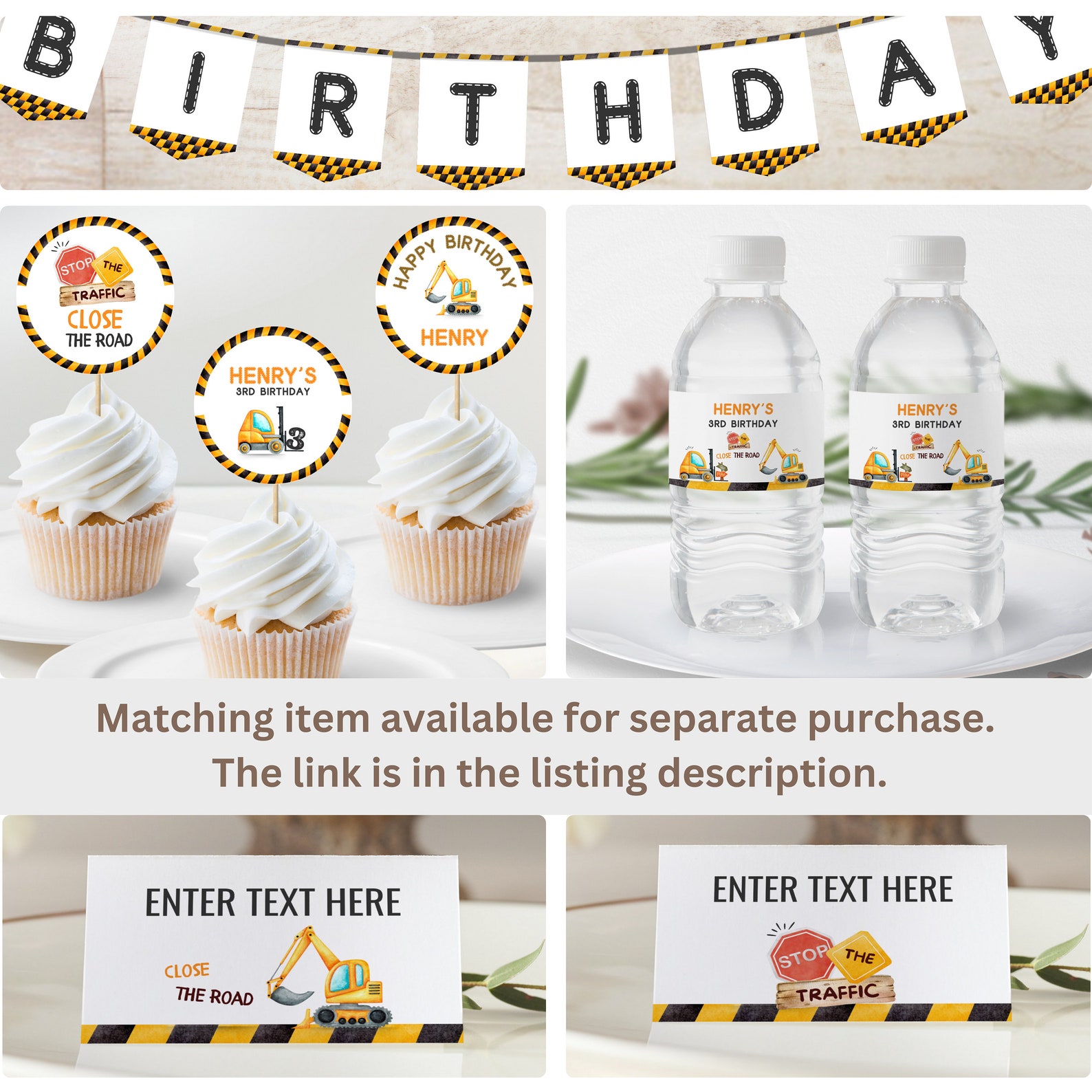 Editable Construction Birthday Thank You Card 3rd Birthday Thank You