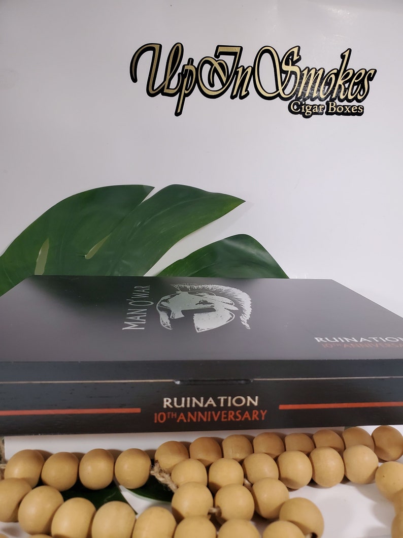Man O' War Ruination 10th Anniversary Empty Wooden Cigar Box 10.0" X 7. ...