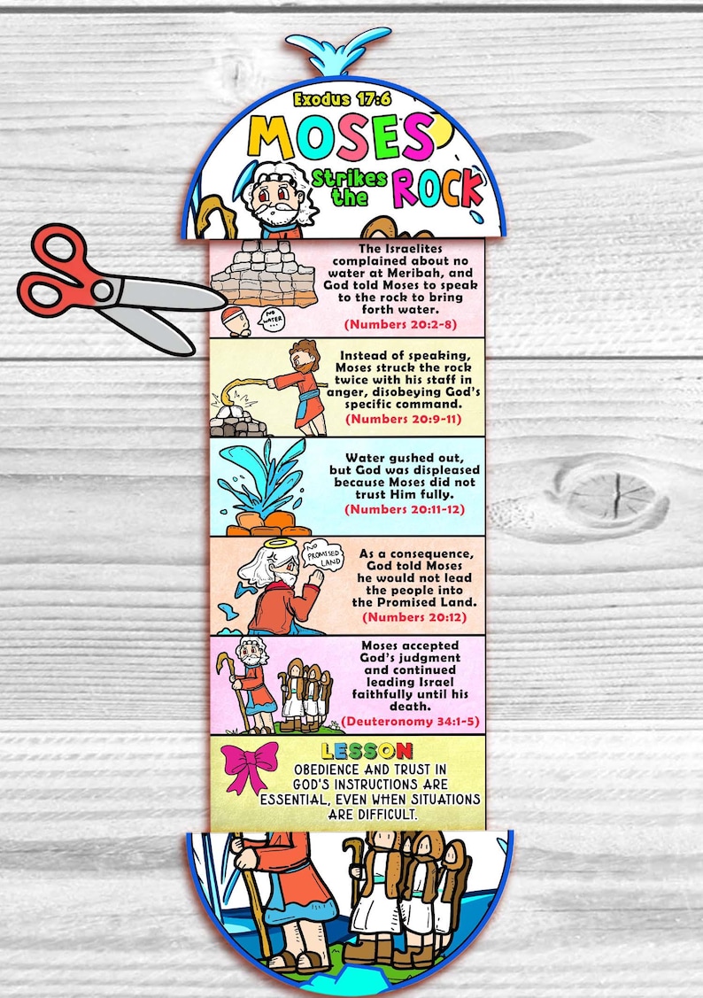 Moses Strikes the Rock Folding Surprise Craft: Bible Study Lesson ...