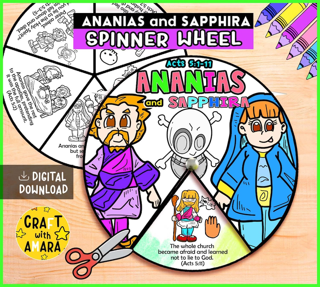 Ananias and Sapphira Spinner Coloring Wheel Craft, Bible Activity, Kids ...