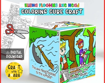 Elisha Floating Axe Head Coloring Cube Craft: Memory Games, Bible ...
