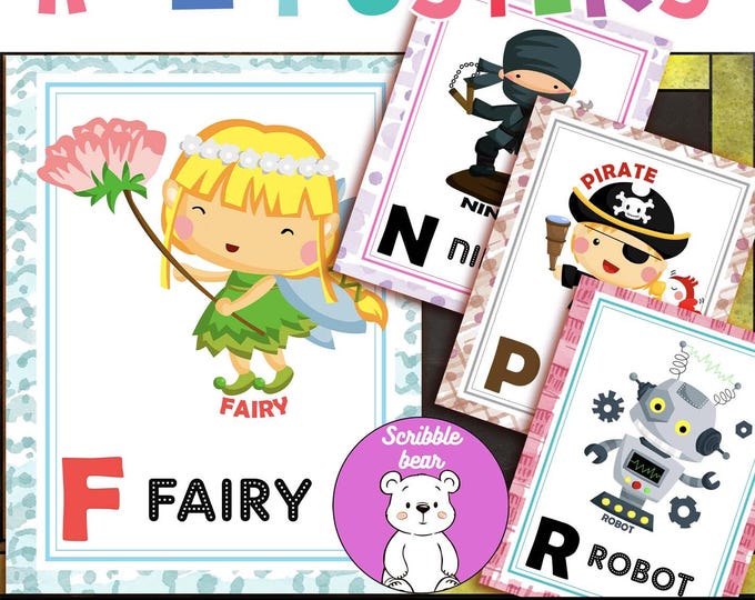 Alphabet Classroom Posters Fruit Themed | Alphabet Flashcards ...