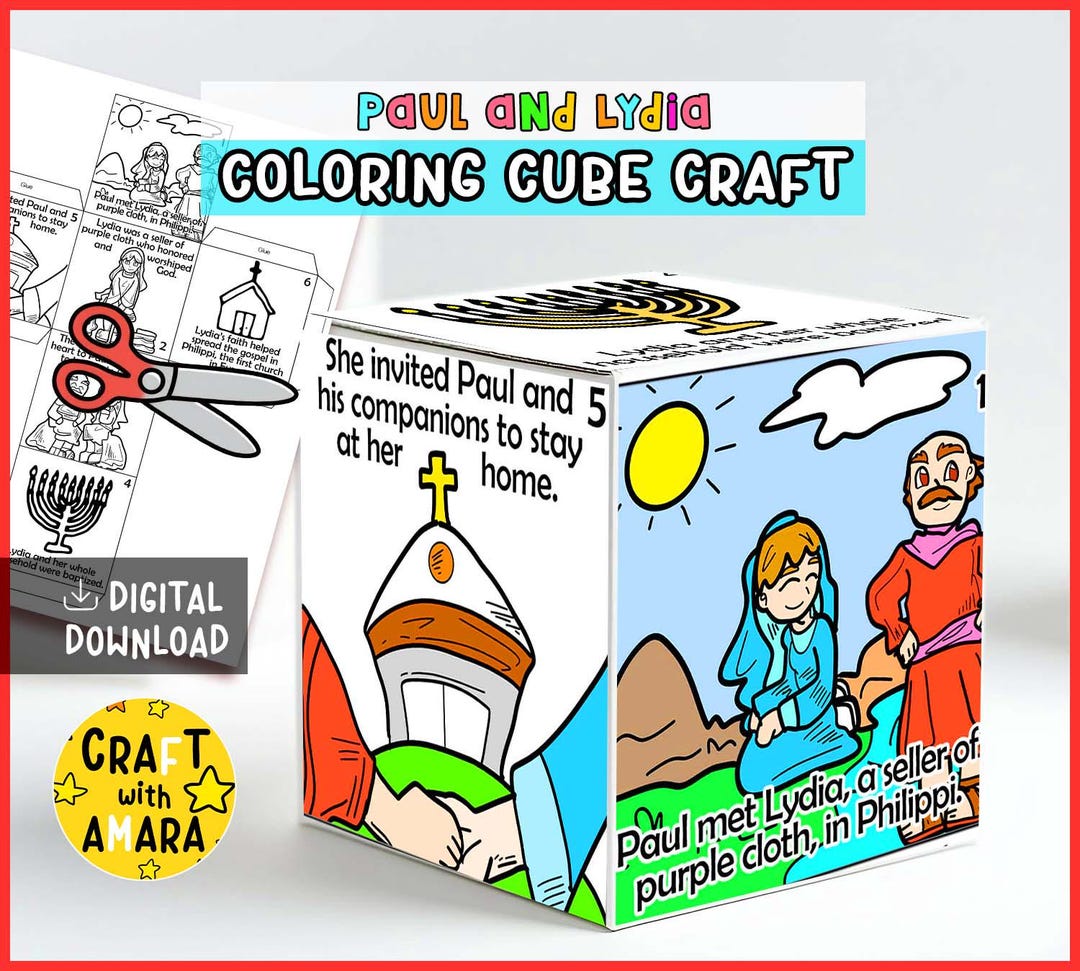 Paul and Lydia Coloring Cube Craft, Memory Games, Bible Study Lesson ...