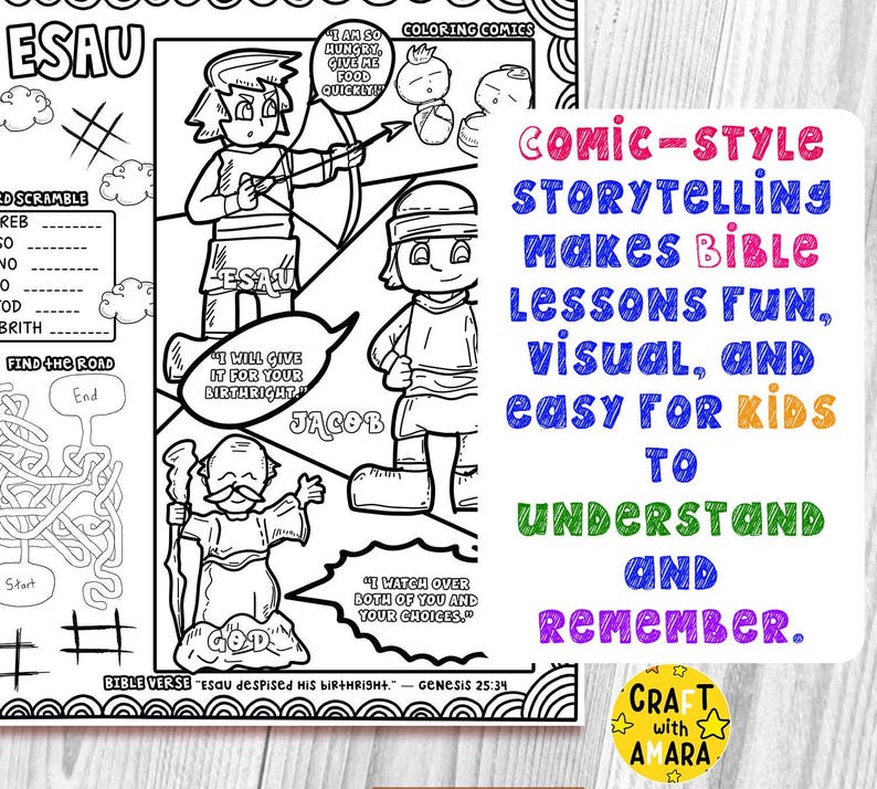 Jacob and Esau Activity Placemat: Bible Story for Sunday School ...