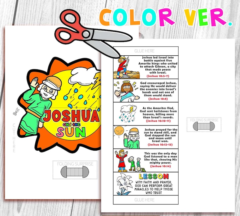 Joshua and the Sun Stand Still Folding Surprise Bible Craft, Bible ...