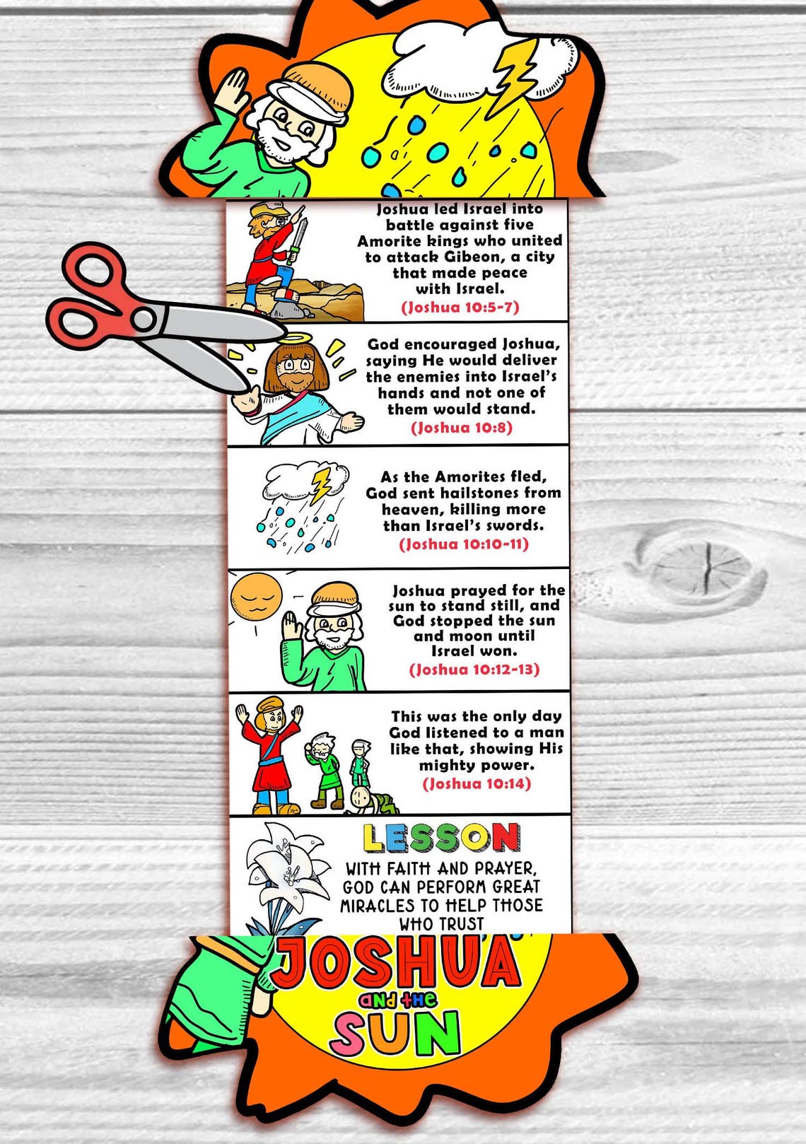 Joshua and the Sun Stand Still Folding Surprise Bible Craft, Bible ...