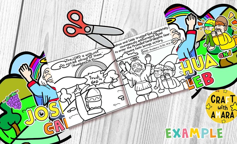 Joshua and Caleb (twelve Spies in Canaan) Easy Coloring Folding ...