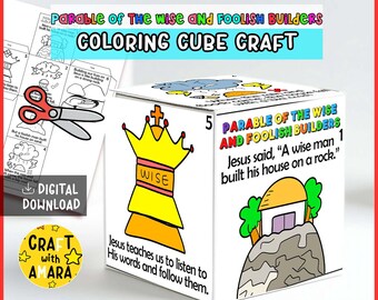 Parable of the Wise and Foolish Builders Spinner Coloring Wheel Bible ...