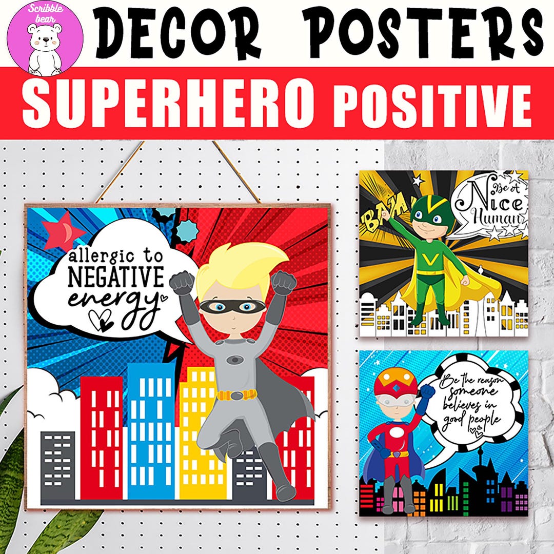 Superhero Positive Posters, Motivational Therapy, Positive Inspiration ...