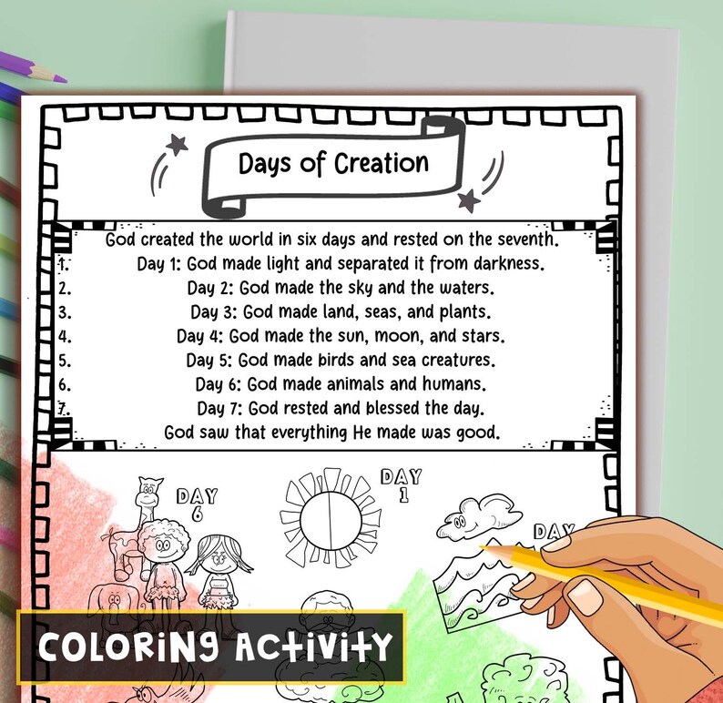 Days of Creation Bible Study: Christian Kid's Activity Worksheet Guide ...