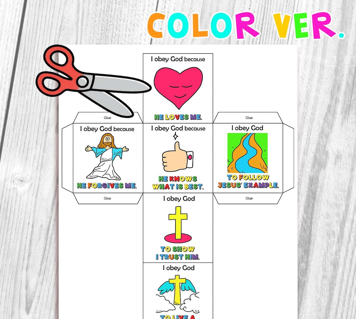 I Obey God Coloring Cube Craft, Identity in Christ, Gospel Activity ...