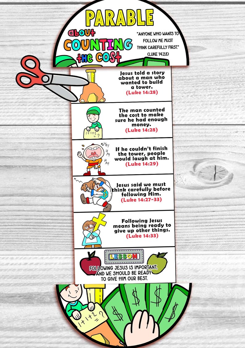 Parable About Counting the Cost Folding Surprise Bible Craft: Children ...