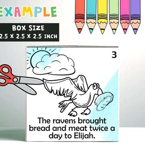 Elijah Fed by Ravens Coloring Cube Craft, Memory Games, Bible Craft for ...