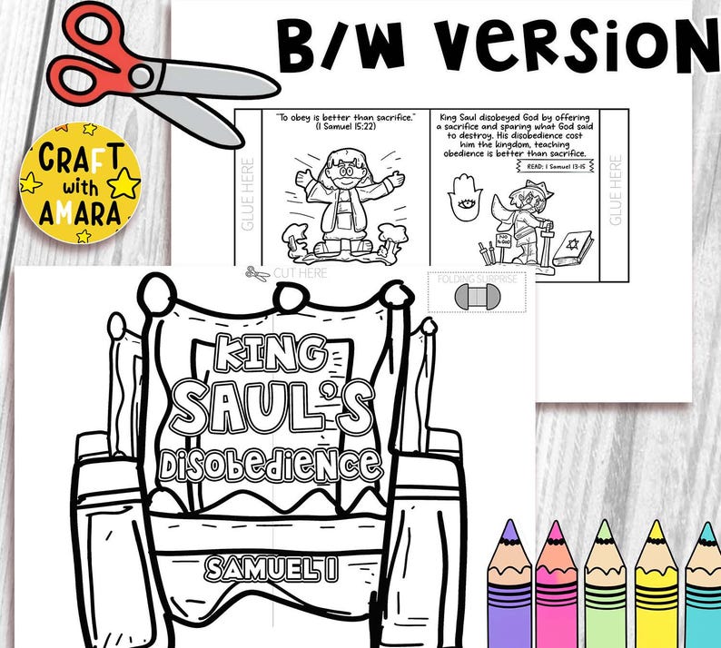 King Saul's Disobedience Easy Coloring Folding Surprise Bible Craft ...