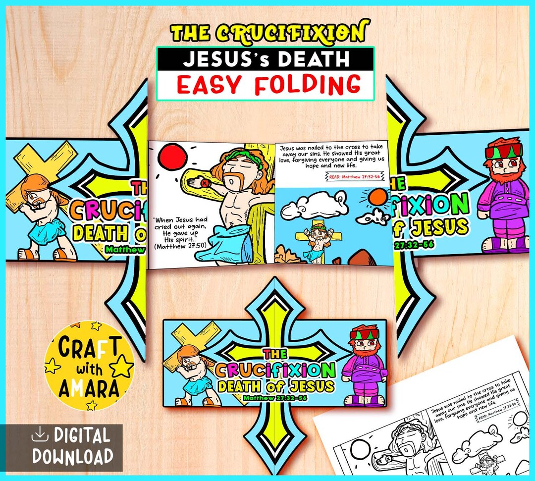 The Crucifixion of Jesus Easy Coloring Folding Surprise Bible Craft ...