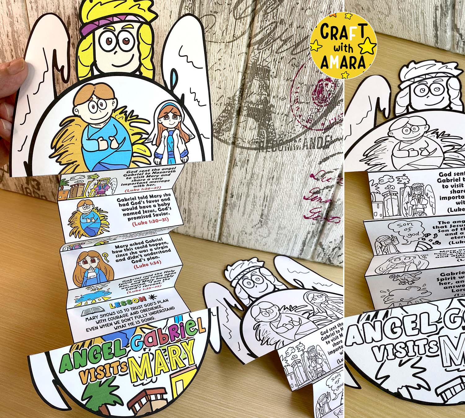 Angel Gabriel Visits Mary Folding Surprise Bible Craft: the ...