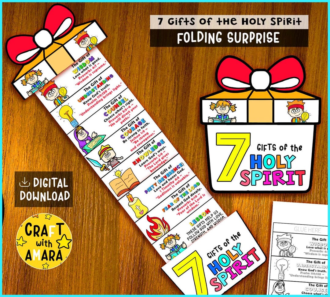 7 Gifts of the Holy Spirit Folding Surprise Bible Craft, Bible Lesson ...
