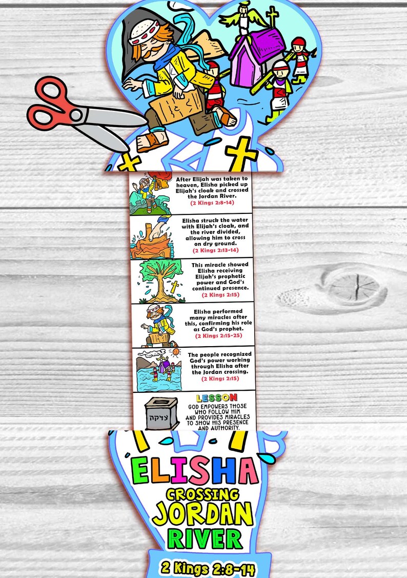 Elisha Crossing the Jordan River Folding Surprise Craft: Bible Study ...