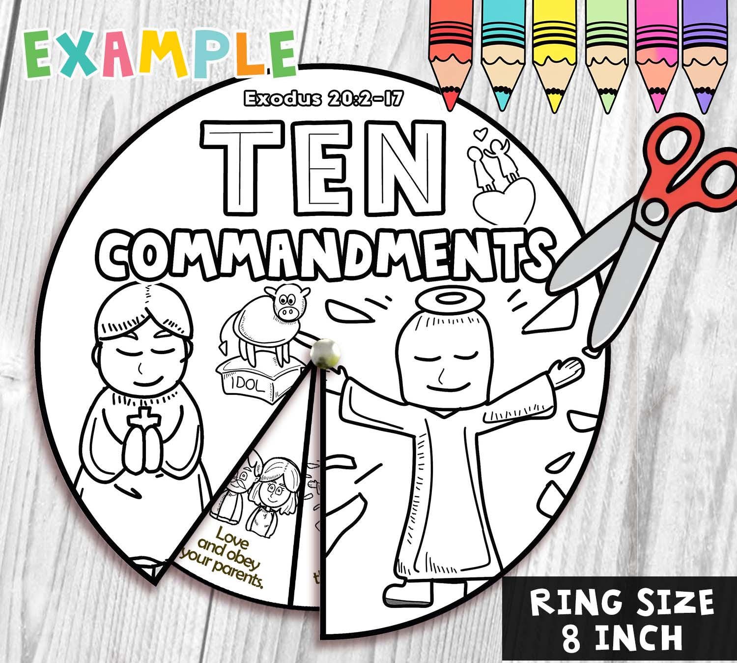 Ten Commandments Spinner Coloring Wheel, Bible Activity, Kids Bible ...