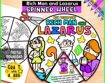 Parable of the Rich Man and Lazarus Spinner Coloring Wheel Bible Craft ...
