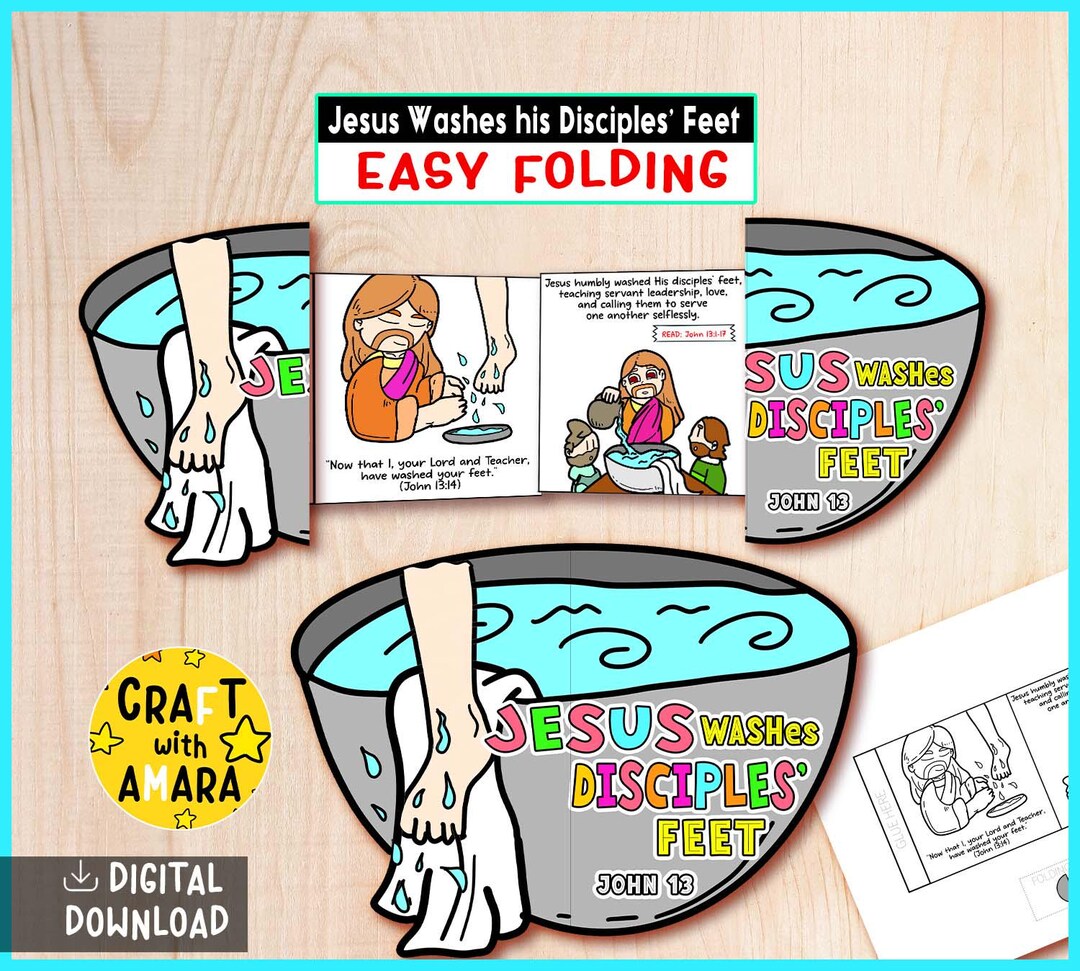 Jesus Washes His Disciples' Feet Easy Coloring Folding Surprise Bible ...