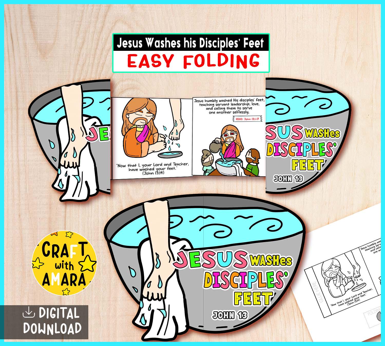Jesus Washes His Disciples' Feet Easy Coloring Folding Surprise Bible ...
