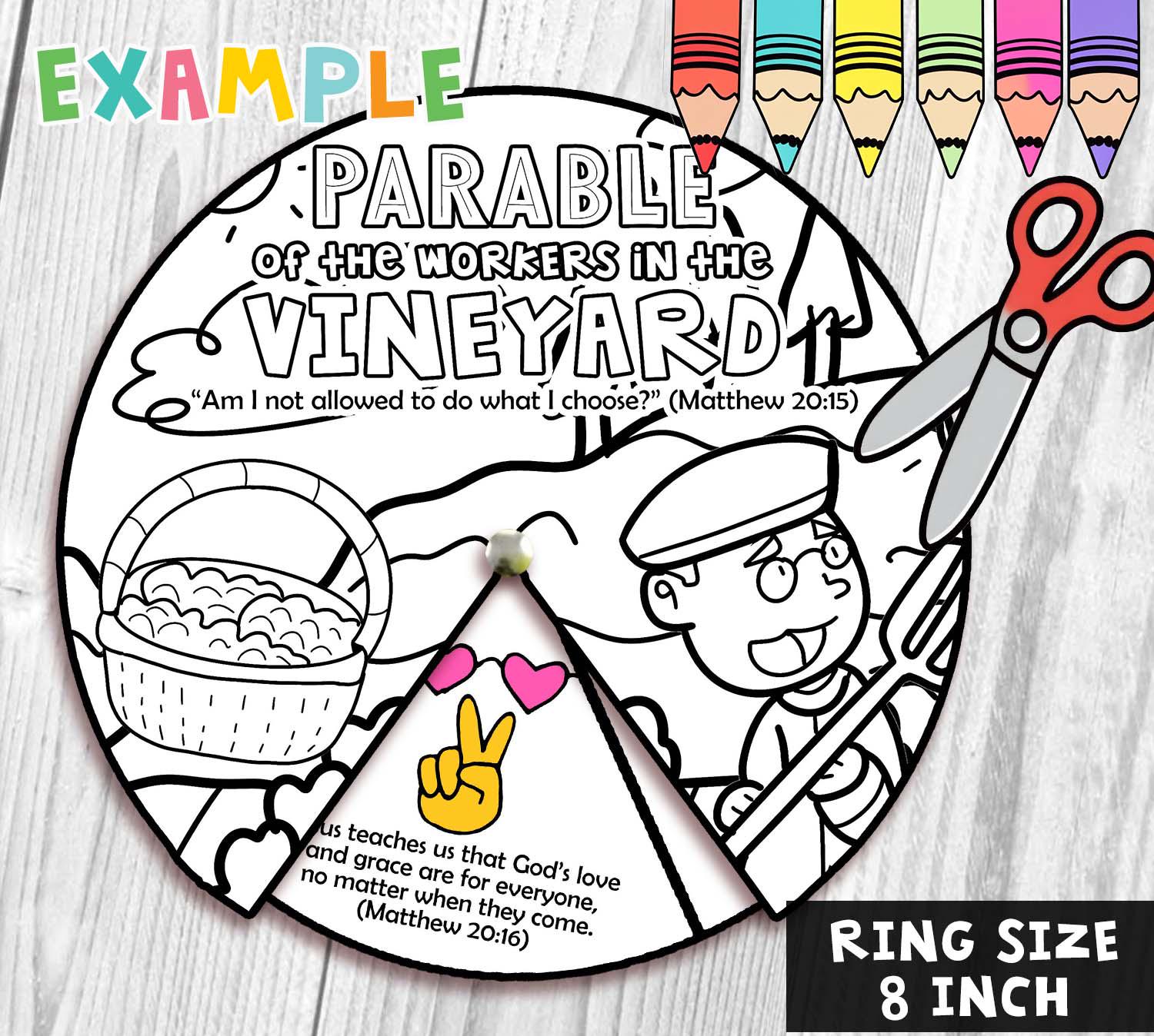 Parable of the Workers in the Vineyard Spinner Coloring Wheel Bible ...