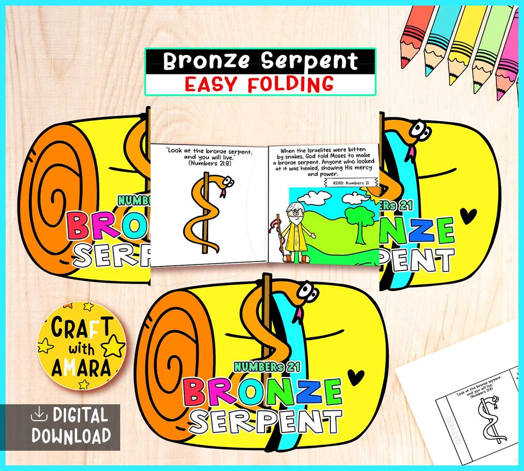 Bronze Serpent Easy Coloring Folding Surprise Bible Craft: Christian ...