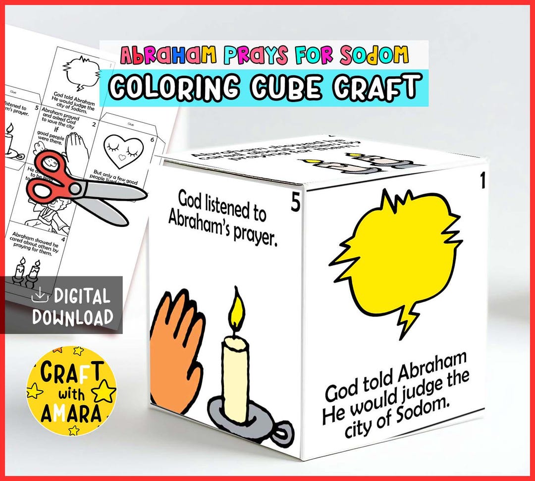 Abraham Prays for Sodom Coloring Cube Craft, Memory Games, Bible Craft ...