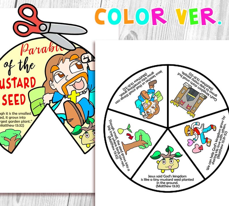 Parable of the Mustard Seed Spinner Coloring Wheel Bible Craft ...