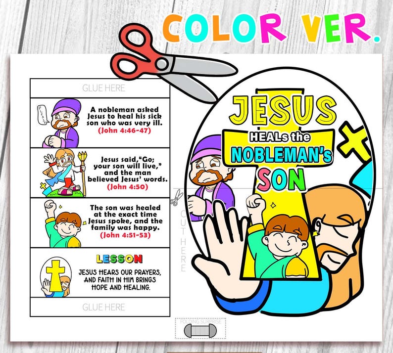 Jesus Heals the Nobleman's Son Folding Surprise Bible Craft: Jesus ...