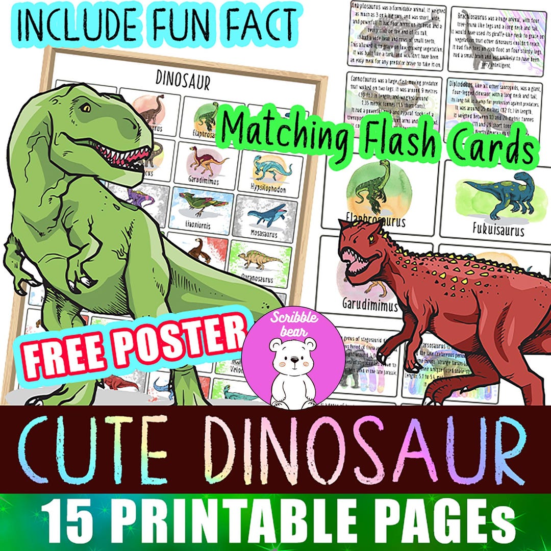 28 Dinosaur Flashcards and Fact Sheets, Prehistoric Picture Cards ...