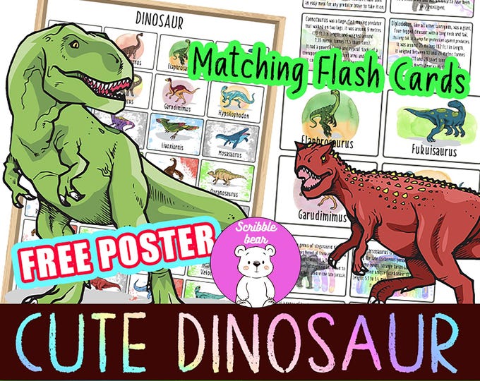 Dinosaur Flashcards for Kids Educational | Educational Cards ...