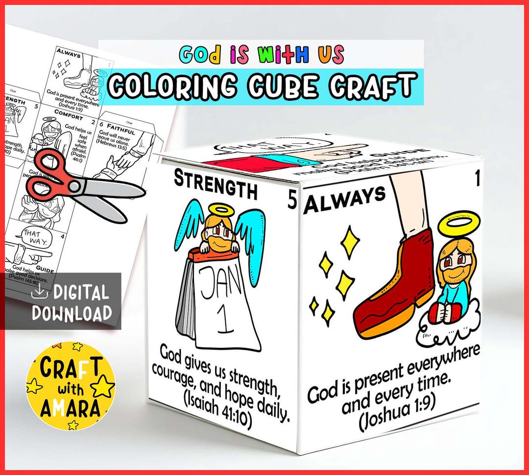 God is With Us Coloring Cube Craft: Christian Faith, Bible Lesson Study ...