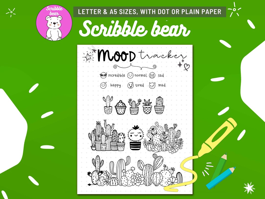 Cactus Mood Tracker Printable Journal Kit Planner Page With Feelings ...