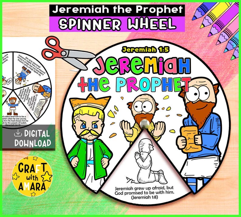 Jeremiah the Prophet Spinner Wheel Craft: Bible Story Activity for Kids ...