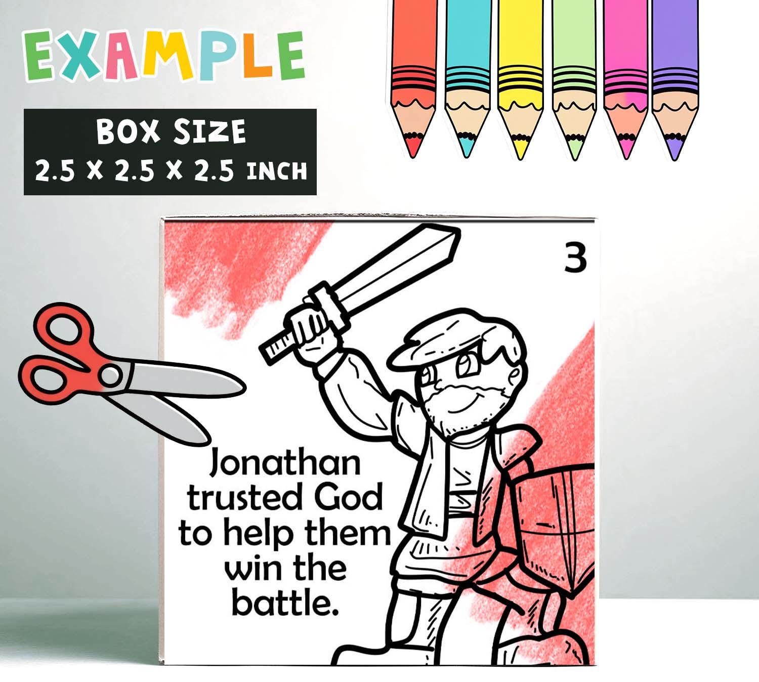 Jonathan and His Armor Bearer Coloring Cube Craft, Memory Games, Bible ...