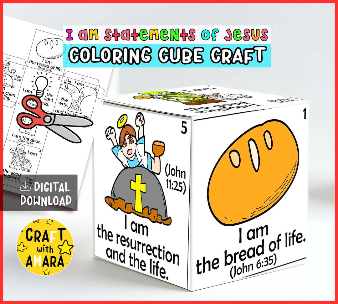 I Am Statements of Jesus Coloring Cube Bible Craft: Gospel of John ...