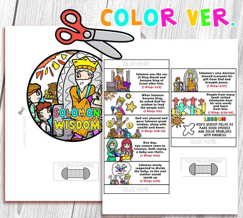 Solomon’s Wisdom Folding Surprise: Bible Craft, Bible Story Lesson ...