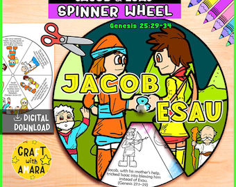 Jacob and Esau Spinner Coloring Wheel, Bible Activity, Kid Bible Lesson ...