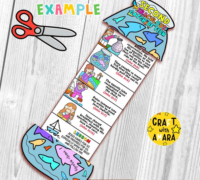 Second Miraculous Catch of Fish Folding Surprise Bible Craft: Miracle ...