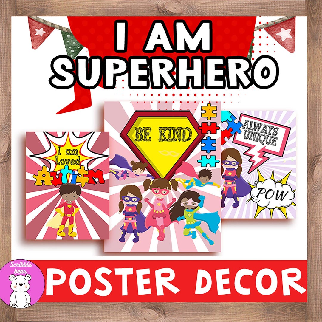 Autism I AM Superhero Awareness Posters, ADHD Neurodiversity Special ...