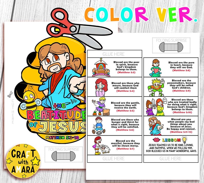 The Beatitudes of Jesus Folding Surprise Bible Craft: Matthew, Sermon ...